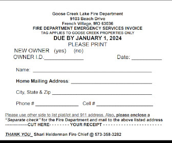 Fire Tag - Goose Creek Lake Fire Department